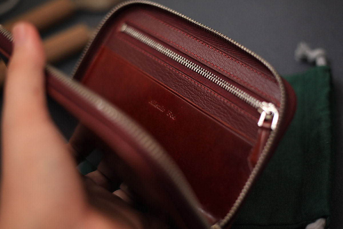 SHELL CORDOVAN ZIPPER WALLET, HANDMADE ZIPPER LONG WALLET